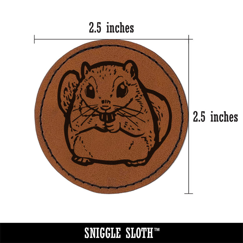 Japanese Dwarf Flying Squirrel Cute Rodent Round Iron-On Engraved Faux ...