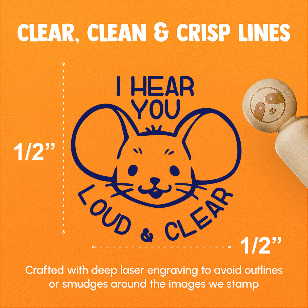 Cute Mouse Hear You Loud and Clear Rubber Stamp for Stamping Crafting ...