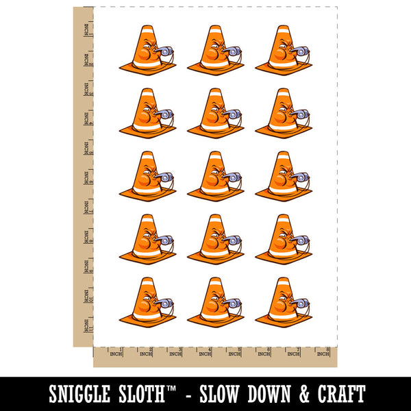 Angry Traffic Cone Blowing Whistle Temporary Tattoo Water Resistant Fa ...